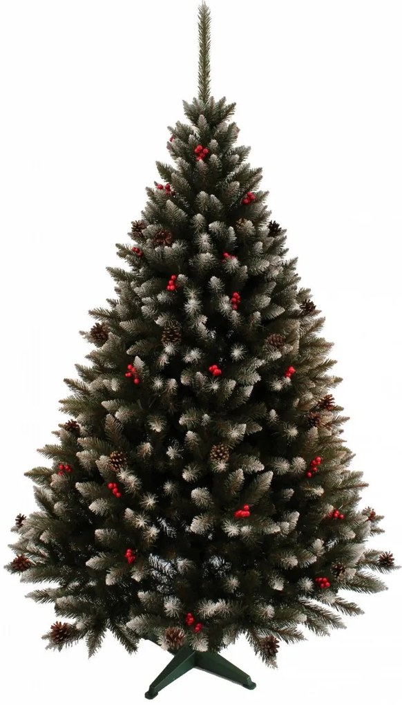 Vánoční stromek Smrk se šiškami a jeřabinou 220 cm