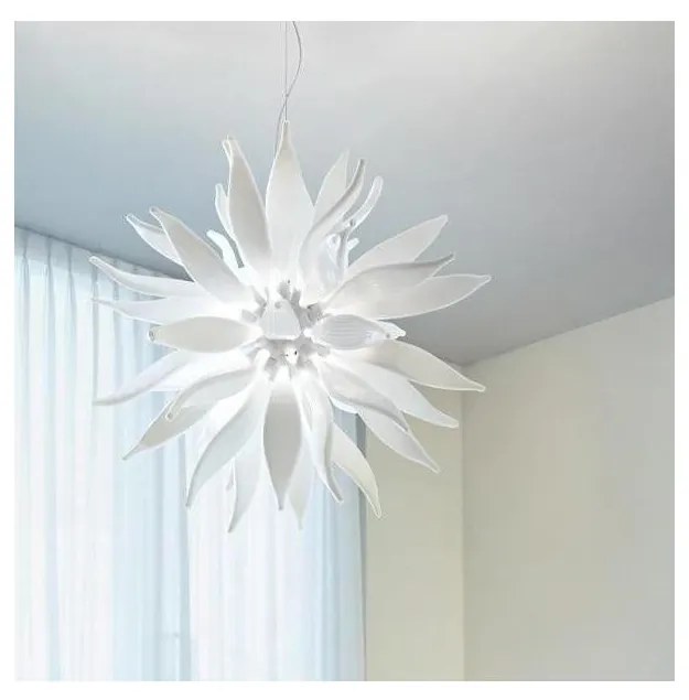 Ideal Lux - LED Lustr na lanku LEAVES 12xG9/3W/230V pr. 80 cm bílá