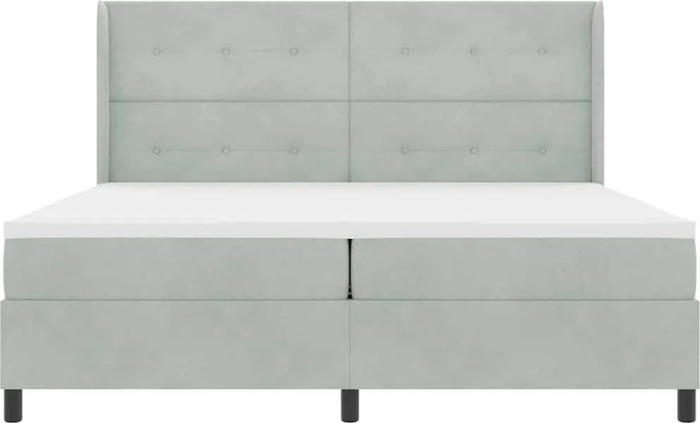 Postel s boxspringem s čelo Světle šedá 200 x 200 cm samet 3342026