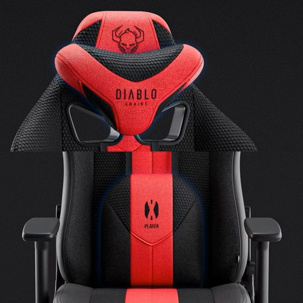 Látková herní židle Normal Size, karmínový-antracitový: Diablo X-Player 2.0
