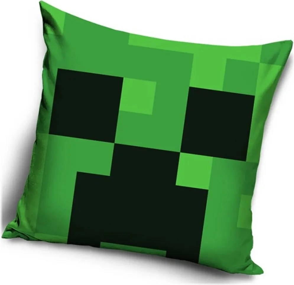 Velurový polštář Minecraft - motiv Creeper Face | 40x40 cm