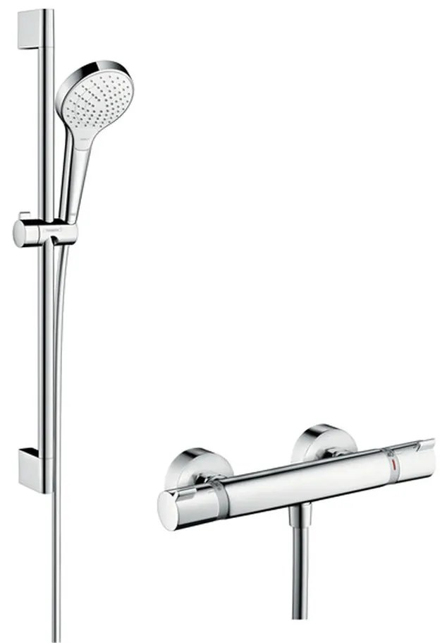 Hansgrohe Croma Select S, sprchová sada Vario s termostatem Ecostat Comfort a sprchovou tyčí 65 cm, bílá/chromová, HAN-27013400