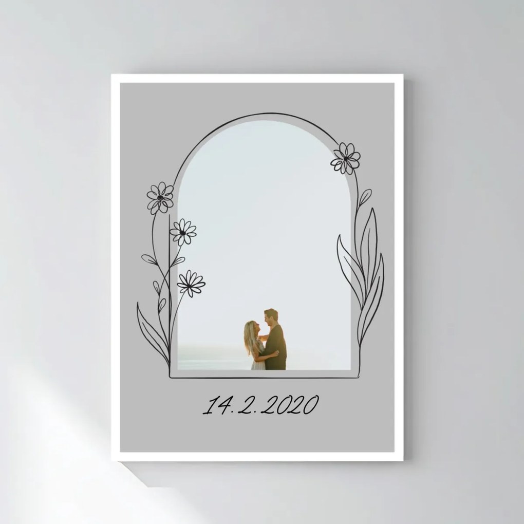 Personalizovaný magický fotoobraz v rámu - 30x40 - květinové ohraničení