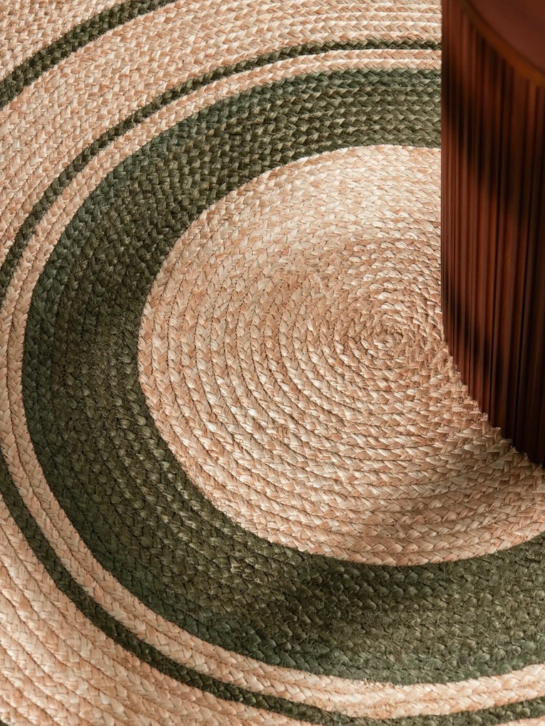Hanse Home, Kusový koberec Jute Braided 106330 Natural Green kruh, 150x150 (průměr) kruh, zelená, chodba / předsíň