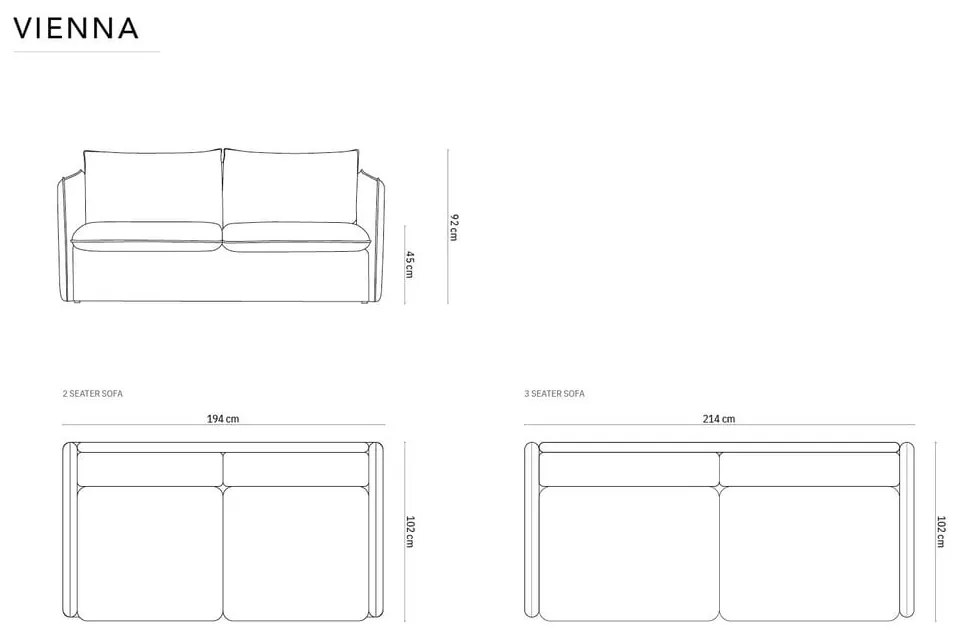 Růžová sametová rozkládací pohovka 194 cm Vienna – Cosmopolitan Design