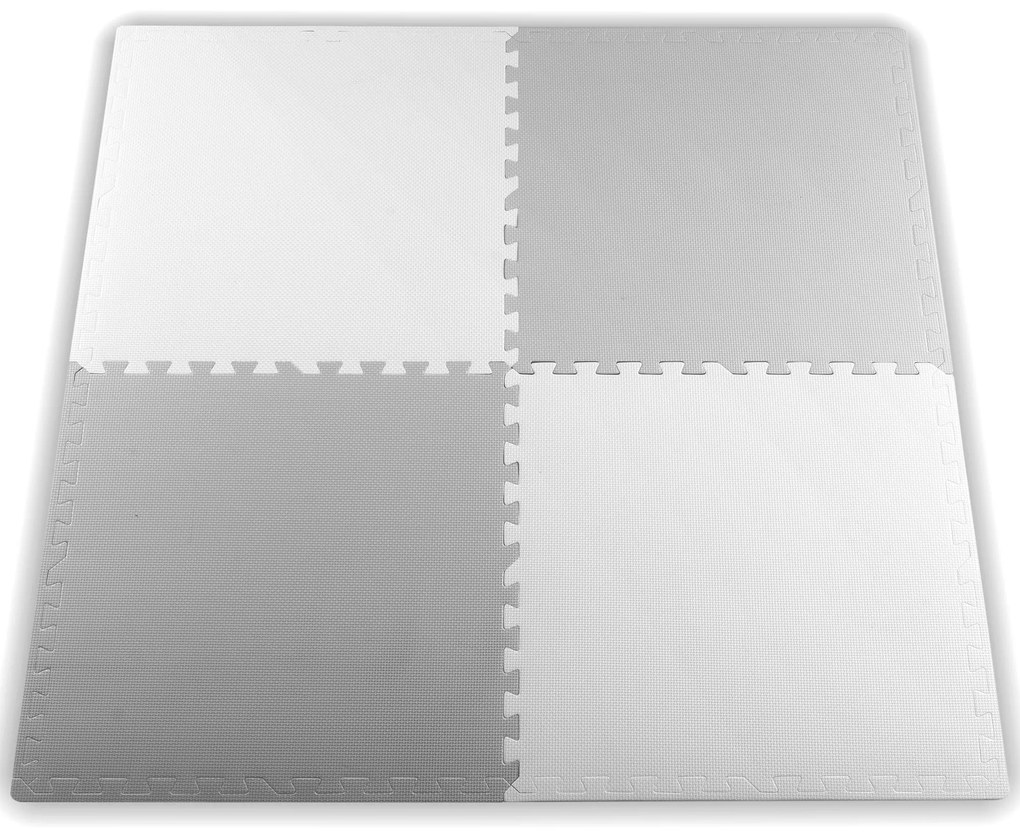 Velká pěnová podložka Ricokids puzzle 60x60 cm 4 ks bílá a šedá pro děti