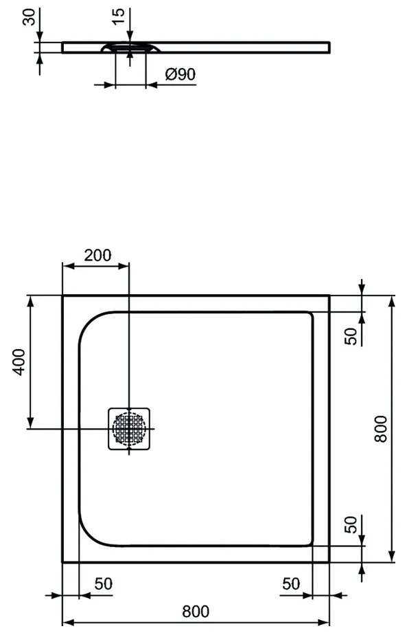 Ideal Standard Ultra Flat S - Sprchová vanička 80 x 80 cm, Černá, K8214FV