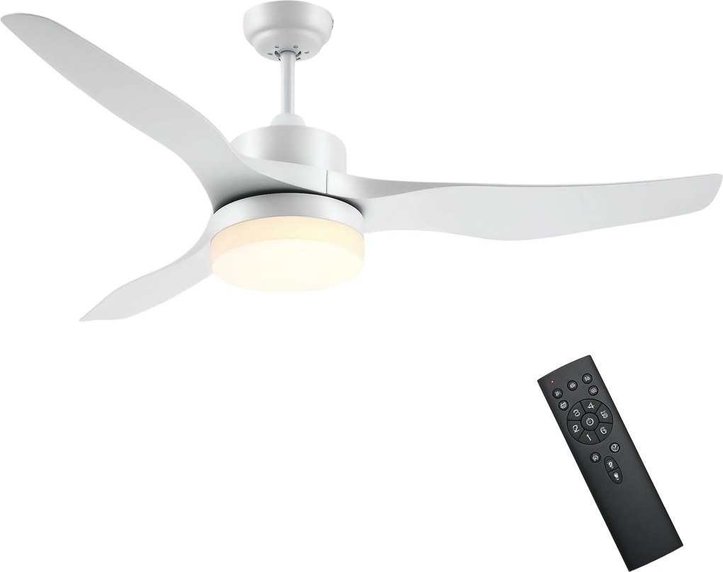 HOMCOM Stropní ventilátor s osvětlením, Reverzibilní LED stropní světlo s ventilátorem, 6 rychlostí, 3 barevná světla, Stropní lampa s dálkovým ovládá