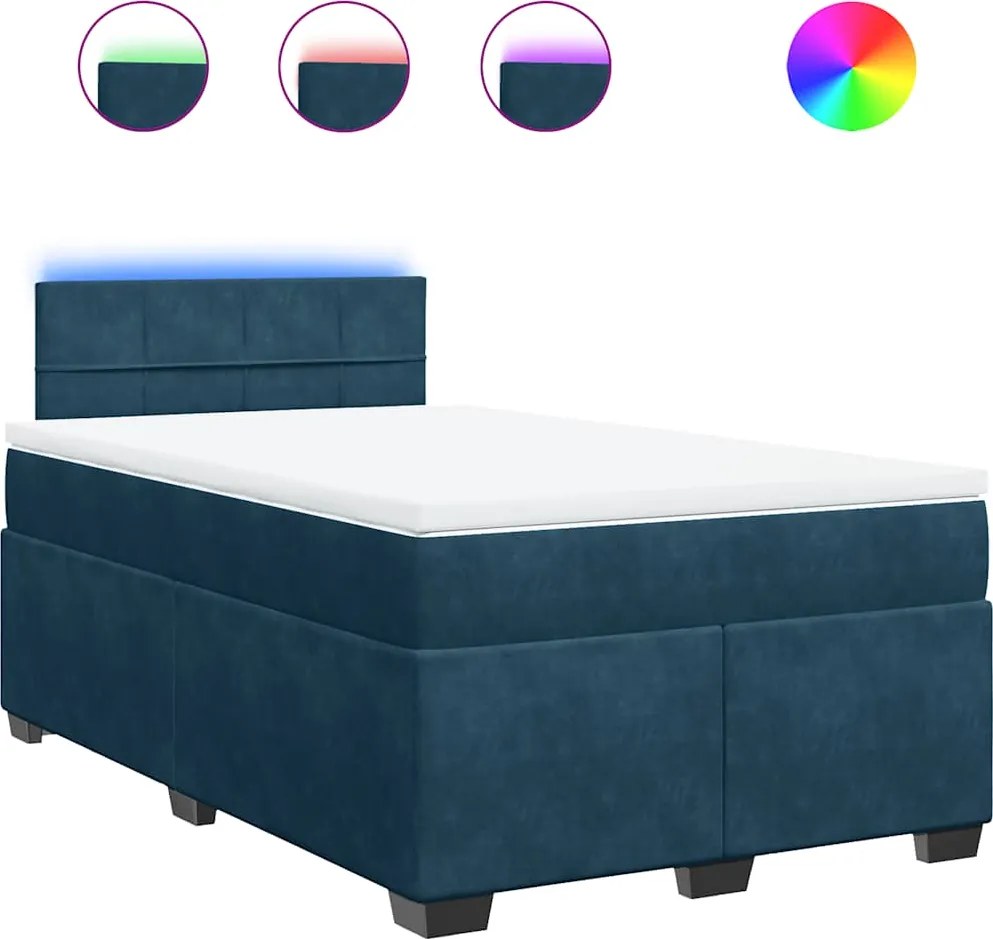 Box spring postel s matrací modrá 120 x 200 cm samet 3288586