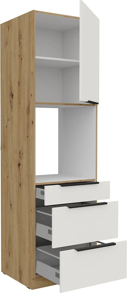 ARIA az | vysoká skříňka 60 DPS-210 3S1F na vestavnou troubu | PREMIUM BOX | 60 cm | ANTI FINGERPRINT povrch | artisan/bílá