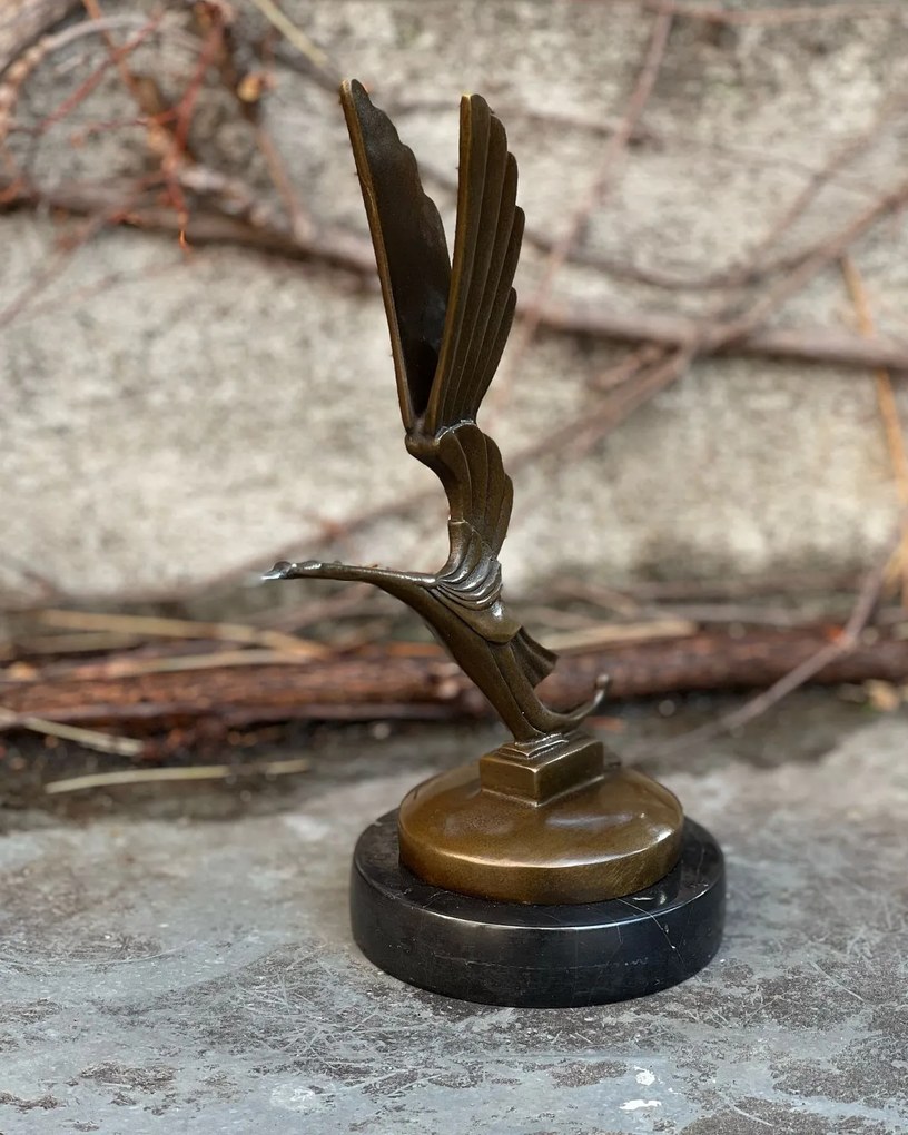 Bronzová socha soška - Čáp bílý pták - art deco