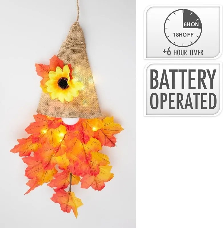 Závěsný listový skřítek s LED 40 cm
