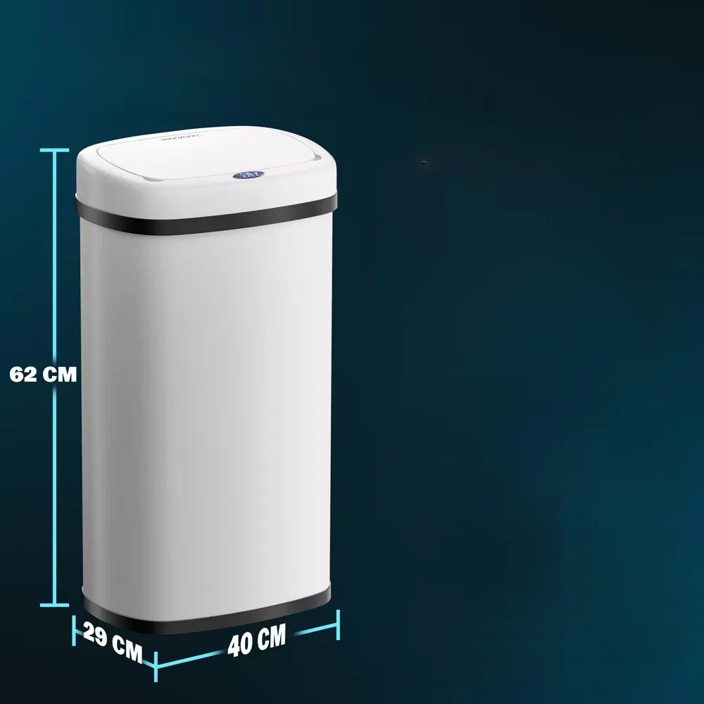 Deuba Bezdotykový hranatý odpadkový koš s USB 50 L - bílý