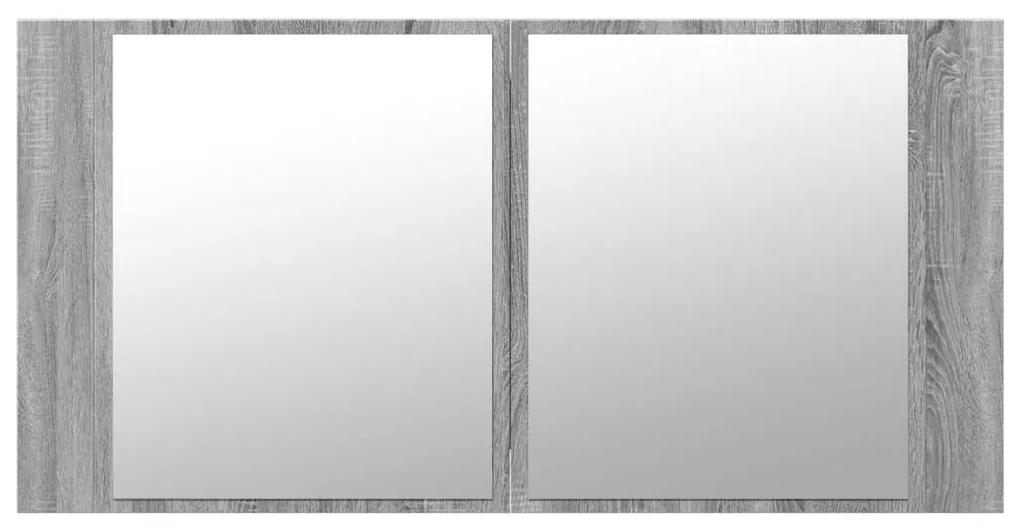 LED koupelnová skříňka se zrcadlem šedá sonoma 90x12x45cm akryl