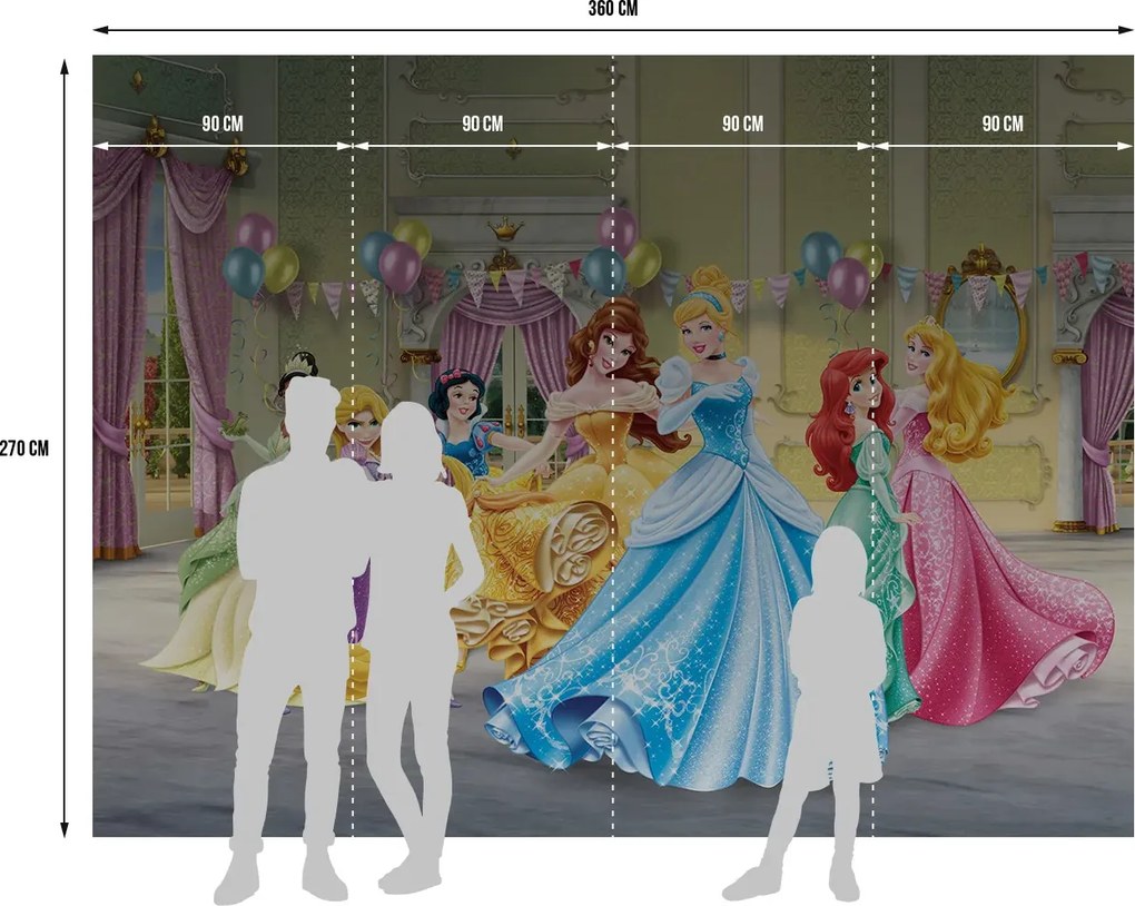 Dětská vliesová fototapeta na zed' Ples Princezen, Disney | 360 x 270 cm | DFTDNXXL 5033