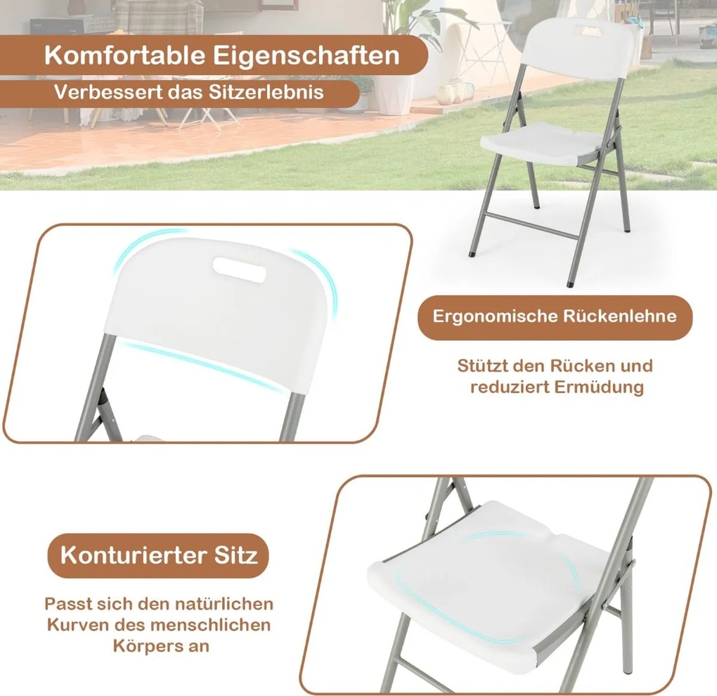 Costway Sada skládacích židlí 4 židlí pro hosty s kovovým rámem a madlem
