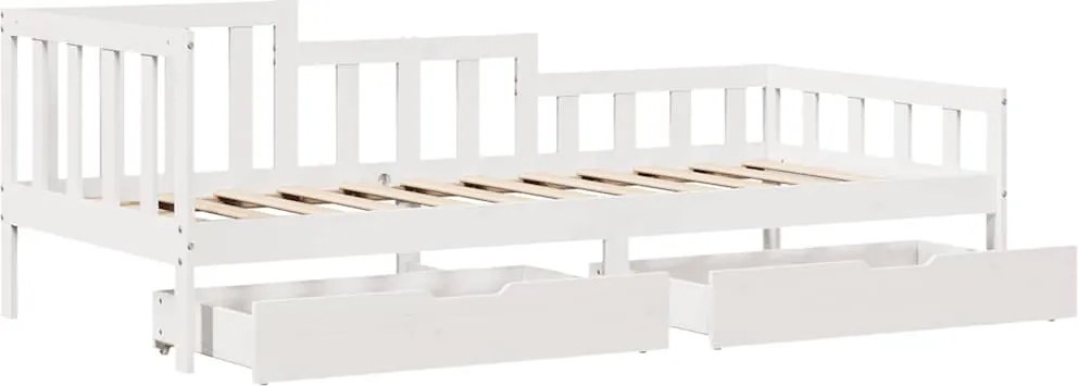 Válenda se zásuvkami bílá 80 x 200 cm masivní borovice 3302099