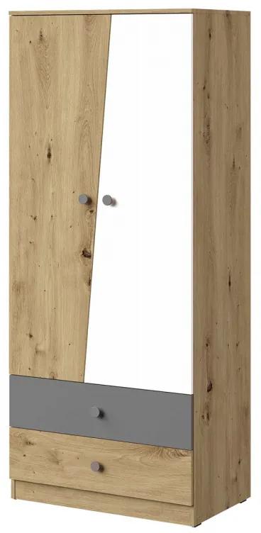Dvoudveřová skříň Wurak 80 WK01, Barva: dub artisan / bílý