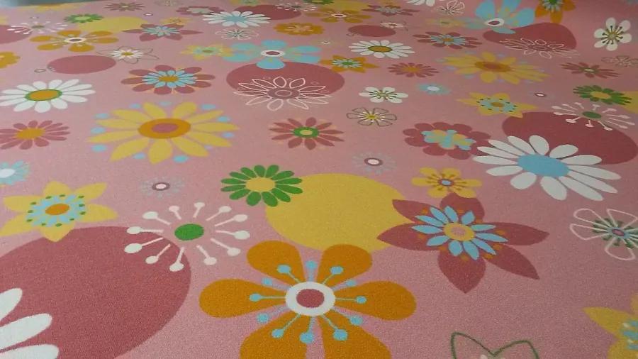 Dětský koberec metráž FLOWERS šíře 400 cm