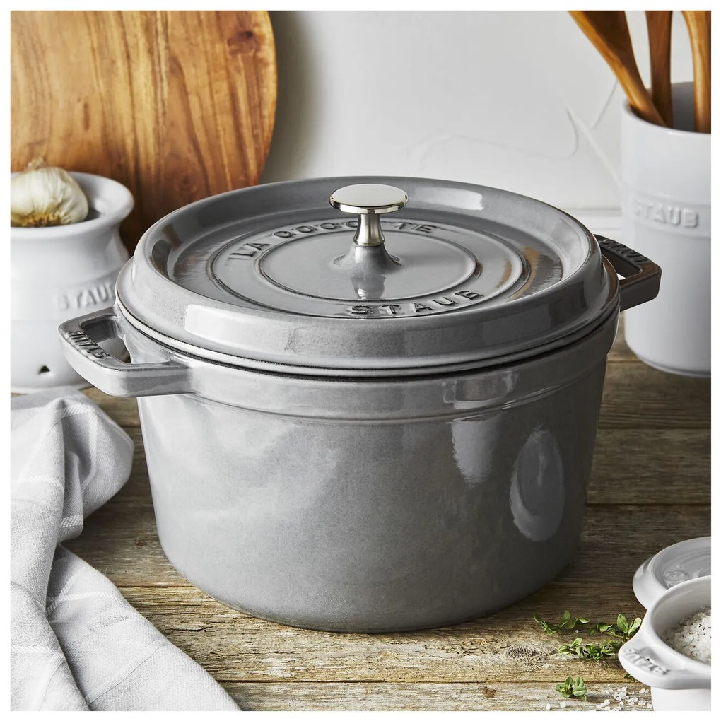 Staub Cocotte hrnec vysoký kulatý 24 cm/4,8 l šedý, 12502418