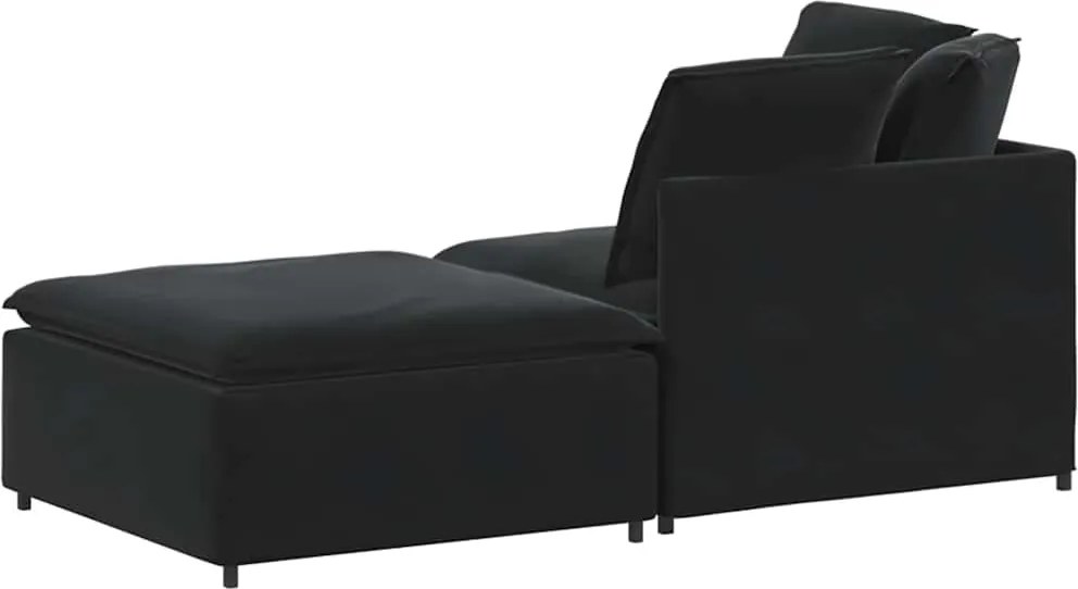 Modulární pohovka s podnožkou&polštáře černá samet 3321224