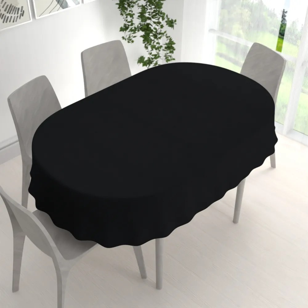 Biante Oválný ubrus/imitace broušené kůže Alcantara ALC-012 Černý 140x180 cm