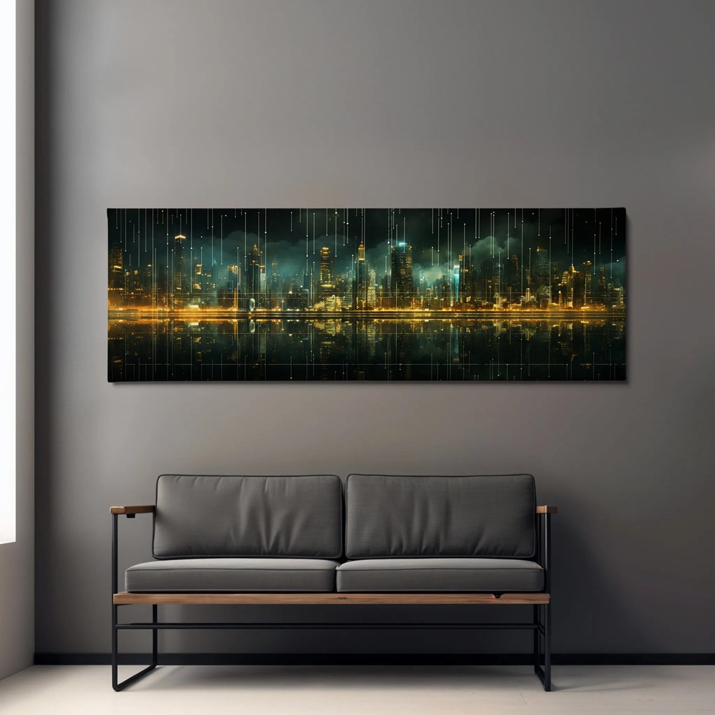 Obraz na plátně - Futuristické město - Abstraktní odraz Budoucnosti FeelHappy.cz Velikost obrazu: 150 x 50 cm