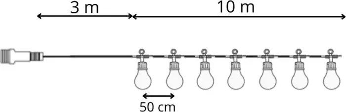 LED světelný řetěz baňky - 13m, 20LED, IP44, multicolor