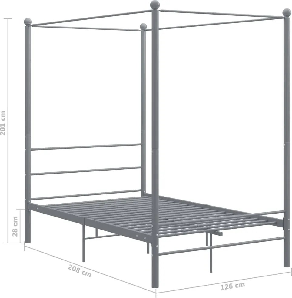 vidaXL Rám postele s nebesy kovový 120 x 200 cm [325059] Barva: Šedá