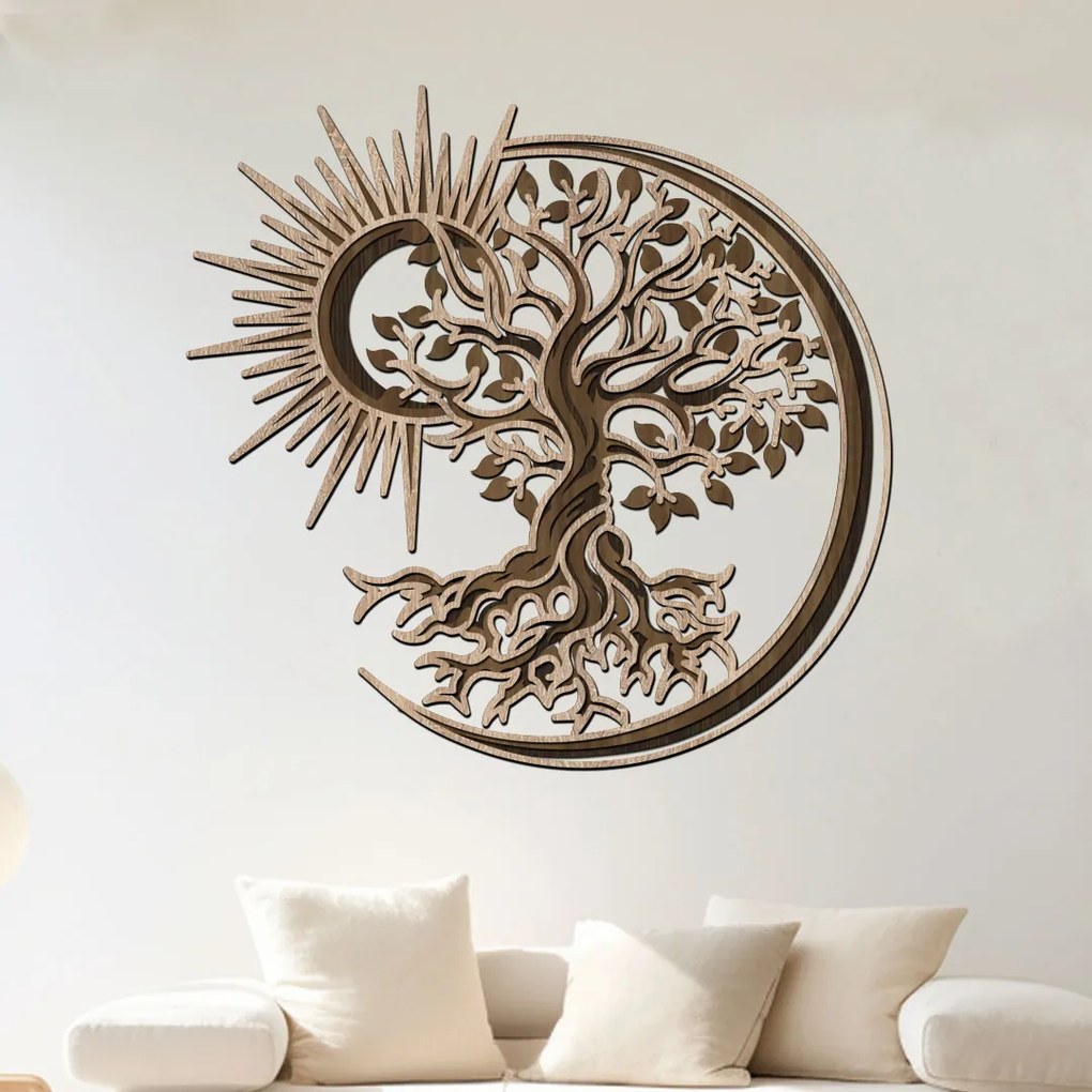 dřevo života 3 vrstvý dřevěný strom JASNOSTI Zvolte rozměr (cm): 95, Zvolte barevný dekor: javor-ořech-wenge
