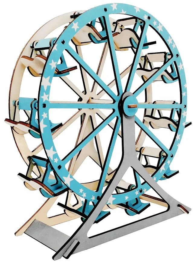 Woodcraft construction kit Woodcraft Dřevěné 3D puzzle Ruské kolo tyrkysové