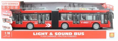 Teddies Trolejbus/Autobus plast 45cm na setrvačník na bat. se světlem se zvukem
