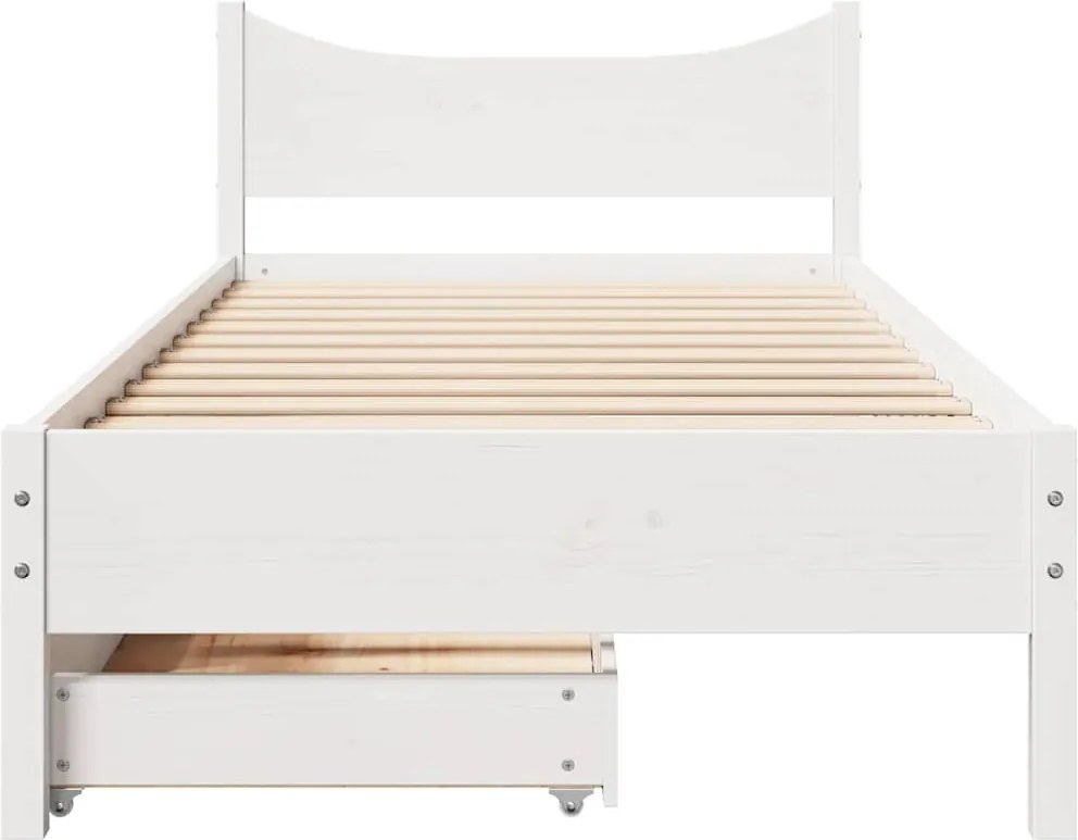 Rám postele se zásuvkami bílý 75 x 190 cm masivní borové dřevo 3301930