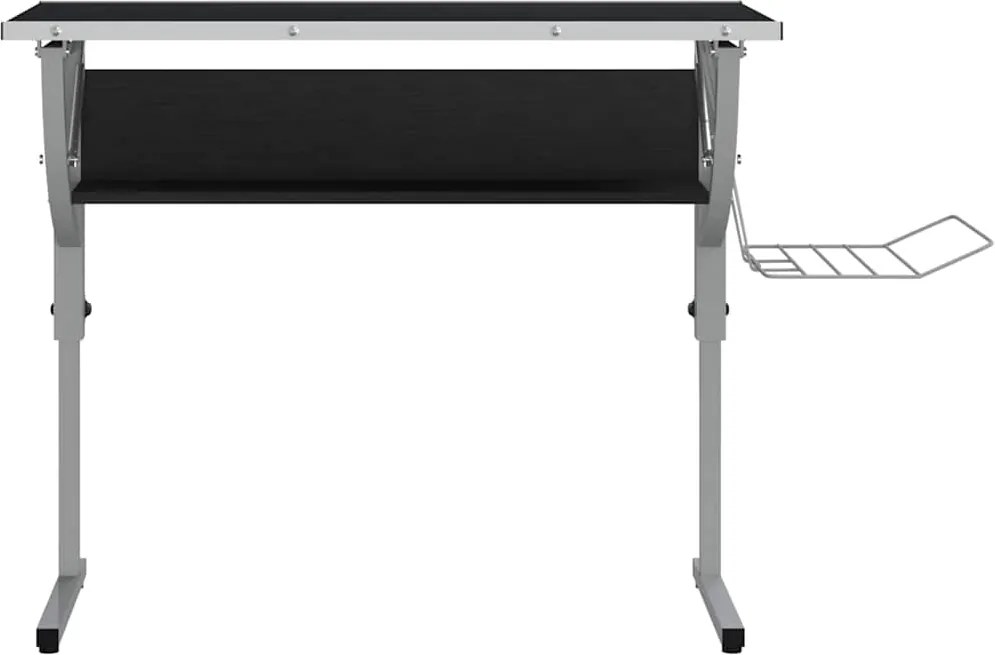 Řemeslný stůl černý a šedý 110x53x(58–87) cm kompozit a ocel 340929