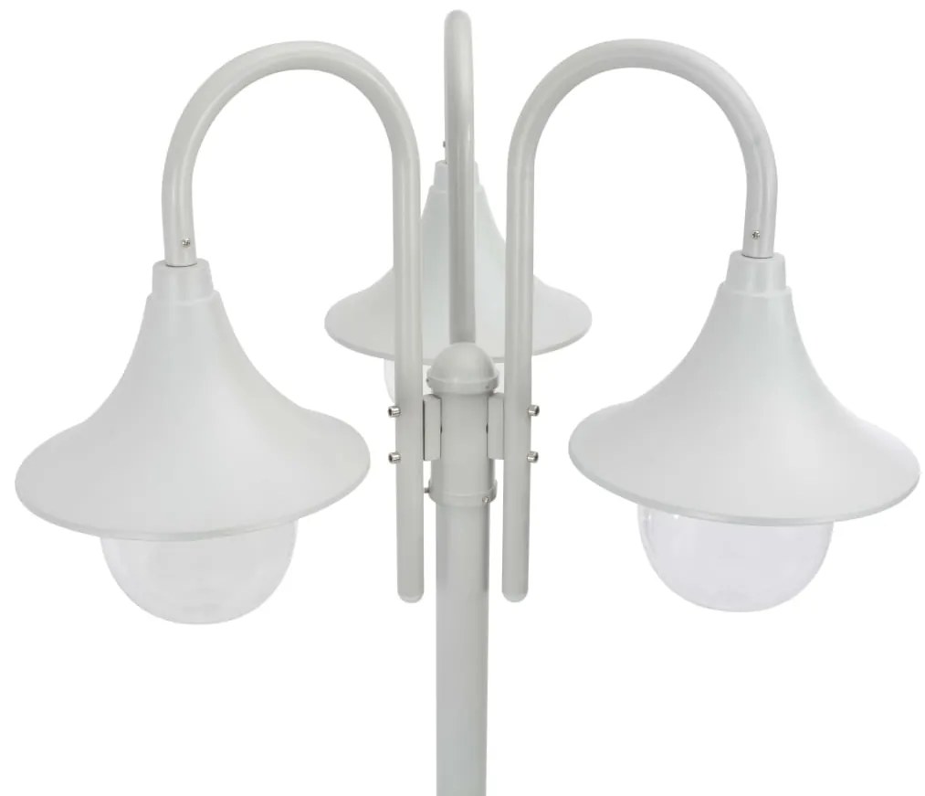 vidaXL Marketos Zahradní sloupová lampa 3 ramena E27 220 cm hliník bílá