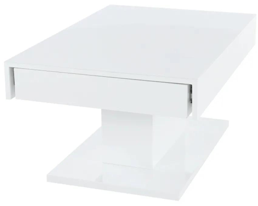 Konferenční stůl DIKARO s úložným prostorem, vysoký lesk bílý