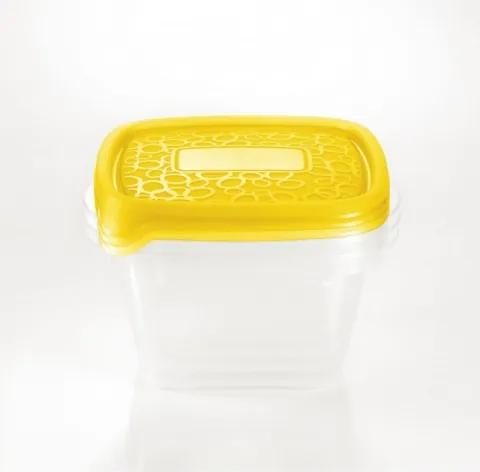 3x plastová miska s víkem na potraviny 1,1 l, oranžová