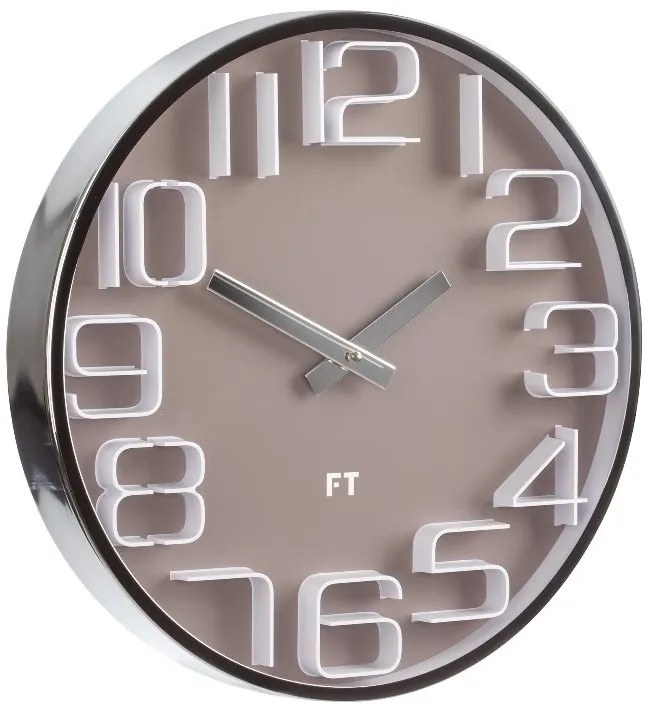Designové nástěnné hodiny future time ft7010br numbers caffé latte 30cm