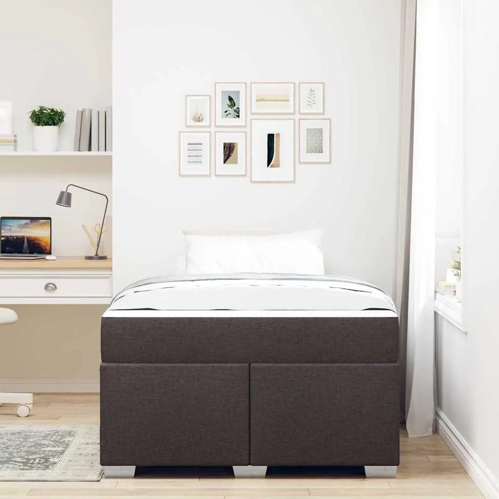 Rám postele s matrací Tmavě hnědá 120 x 190 cm textil 3399176