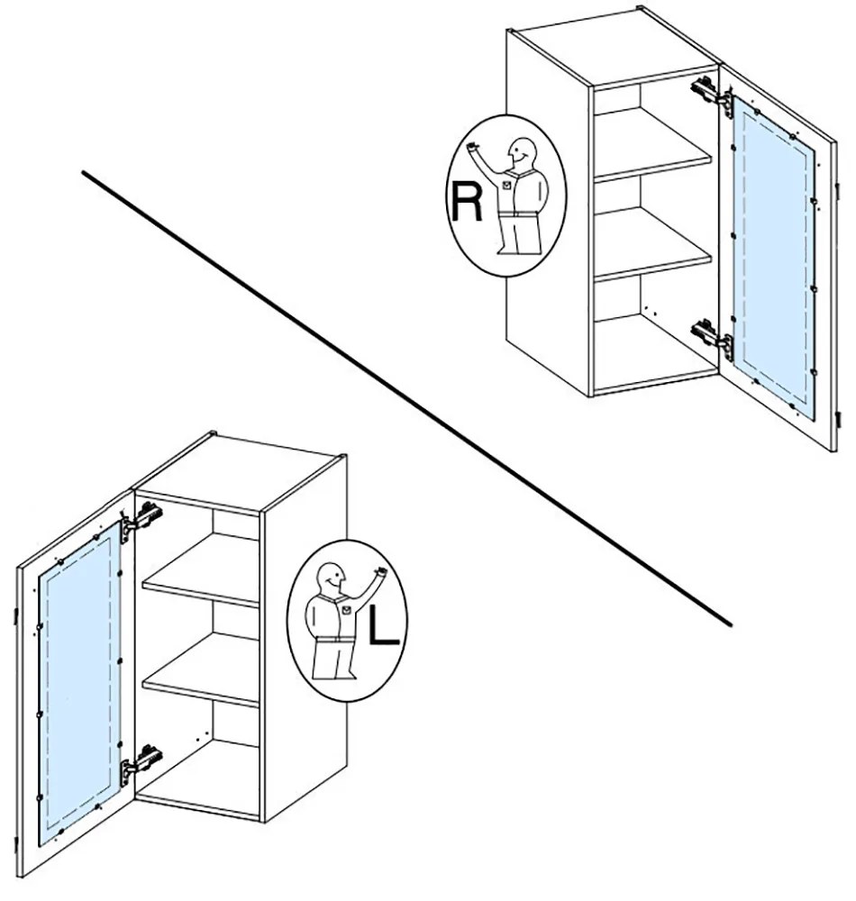 STILO ab | horní skříňka 40GS-90 1F se 2 policemi | 40 cm | artisan/bílá | UNI dvířka
