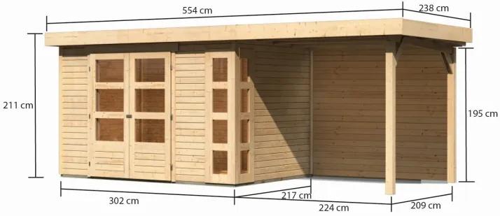Dřevěný zahradní domek KERKO 4 s přístavkem 240 Lanitplast Šedá