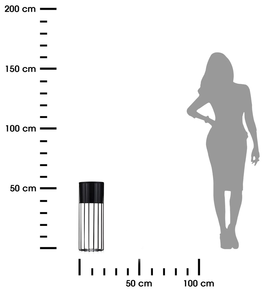 KOVOVÝ KVĚTINÁČ SE STOJÁNEM GLAM 55X20 CM ČERNÁ