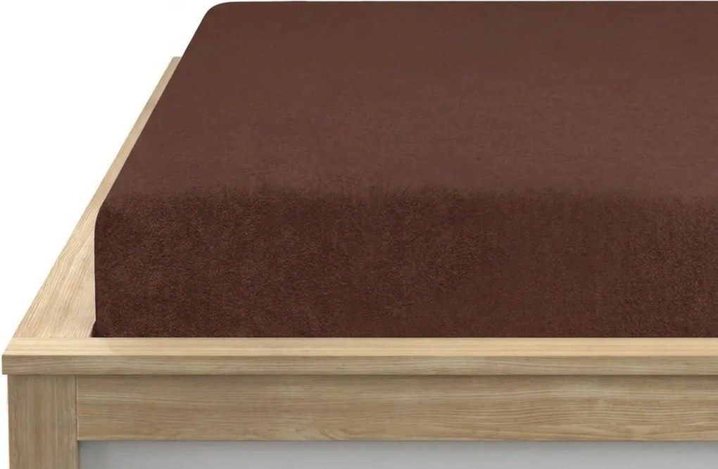 Froté prostěradlo BASIC tmavě hnědé 90 x 200 cm