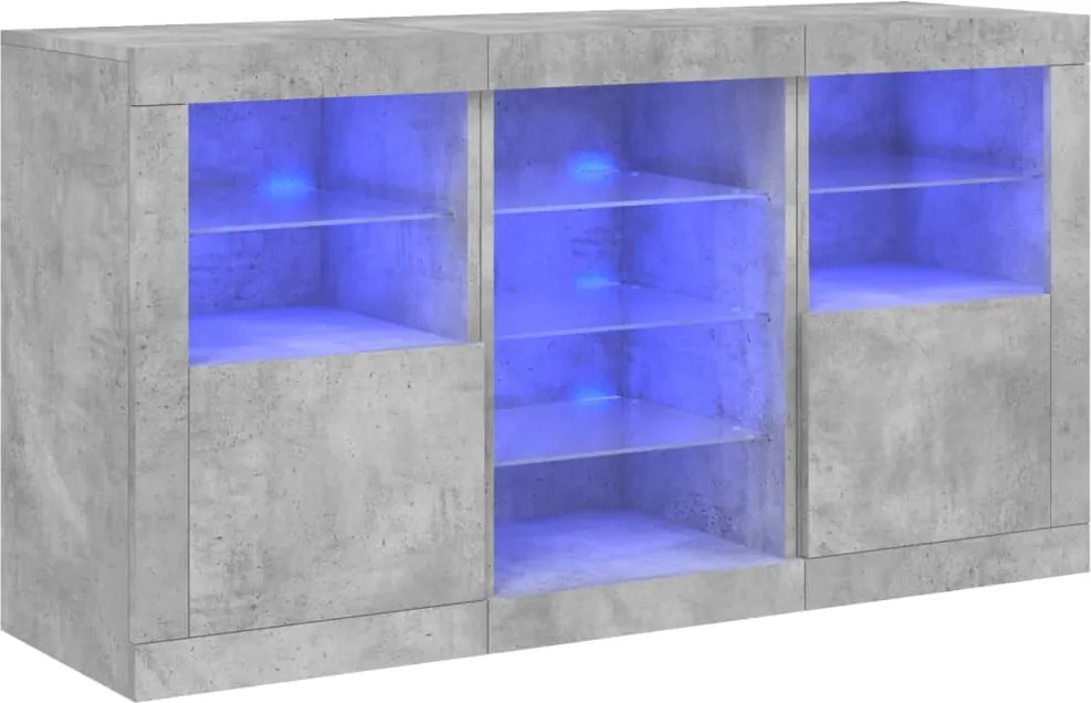 Příborník s LED osvětlením betonově šedý 123 x 37 x 67 cm 3209082