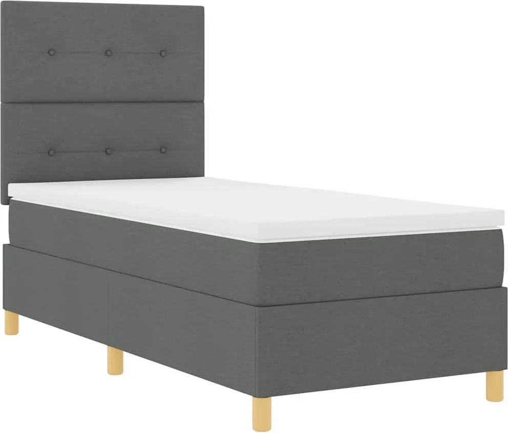 Postel s boxspringem s čelo Tmavě šedá 80 x 200 cm textil 3339575