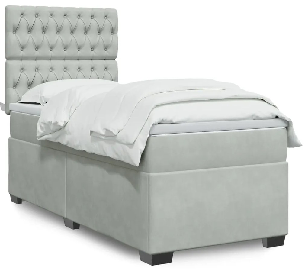 Box spring postel s matrací světle šedá 100x200 cm samet 3293140