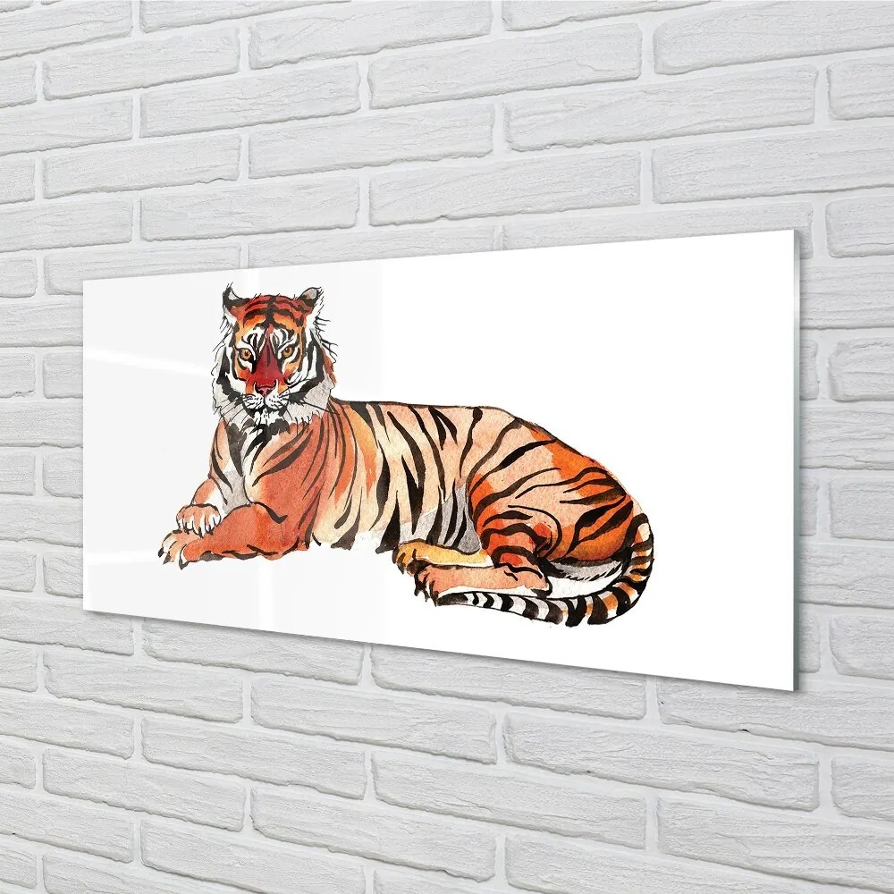 Obraz na skle malované tygr 100x50 cm