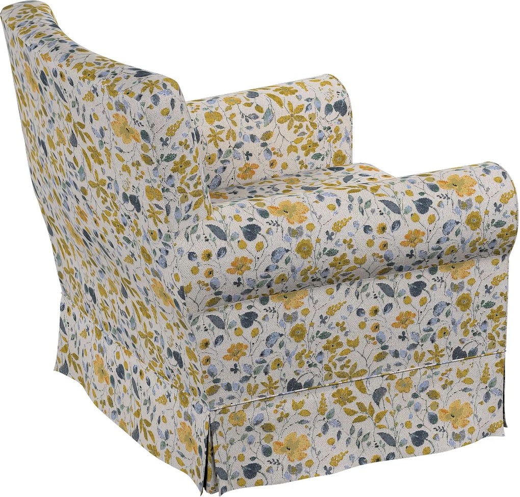 Potah na křeslo IKEA Ektorp Jennylund barva žlutá látka pletený vzor, vzorované