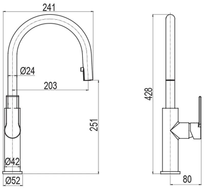 Mereo Mereo, Dřezová stojánková baterie, Dita, s výsuvnou sprchou, chrom, CBE20104D