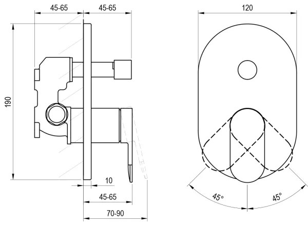 Ravak X070466 - Sprchová baterie pro podomítkovou instalaci CHROME černá